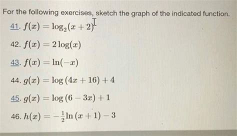 Solved For The Following Exercised Sketch The Geaph Of The