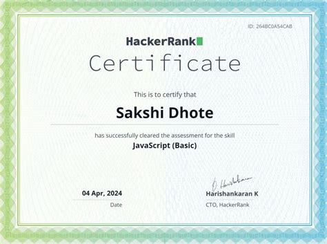 Javascript Certification Hackerrank Learning Codingjourney Sakshi Dhote