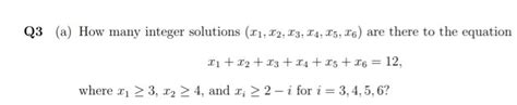 solved q3 a how many integer solutions x1 x2 x3 x4 x5 x6