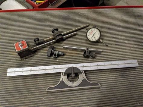 Starrett Dial Indicator Magnetic Base And Starrett Bevel Protractor Isabell Auction