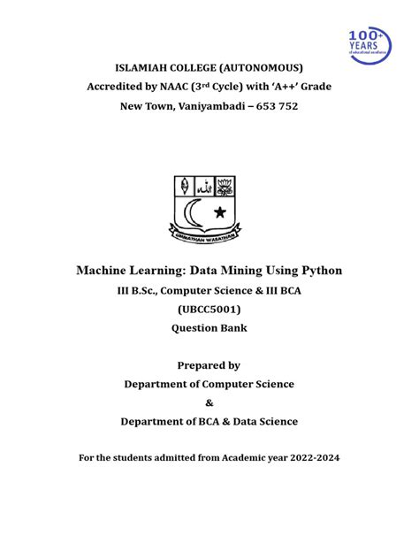 Data Mining With Python Question Bank Pdf Python Programming