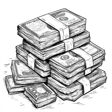 Stack Of Money Drawing Realistic
