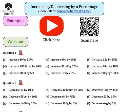 Percentage Increase And Decrease Ks3 Walkthrough Worksheet Worksheets Library