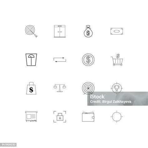 은행 금융 및 돈을 간단한 선형 아이콘 설정 합니다 개요 벡터 아이콘 가방에 대한 스톡 벡터 아트 및 기타 이미지 가방 다트 동전 Istock