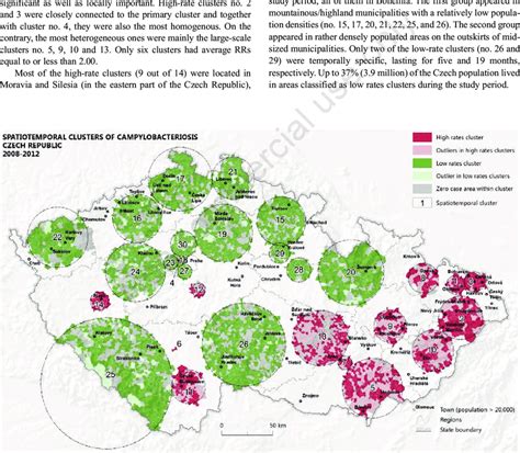 Location Of Spatiotemporal Clusters Identified In The Czech Republic In Download Scientific