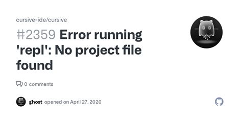 error running repl no project file found · issue 2359 · cursive ide