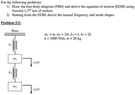 For The Following Problems 1 Draw The Free Body Diagram Fbd And Derive The Equation Of