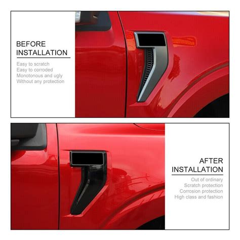 For 2021 2023 Ford F150 F 150 Abs Gloss Black Front Fender Side Vent