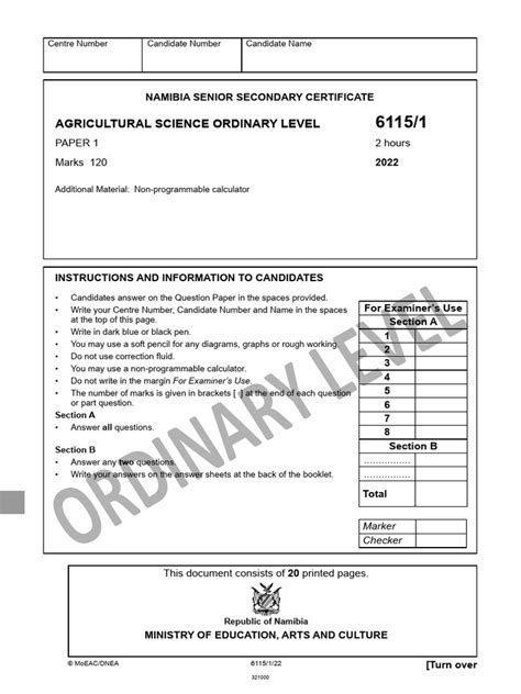 Nssco Agricultural Science Paper 1 6115 1 First Proof 14 04 2022 Pdf Nitrogen Agriculture