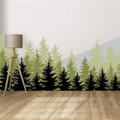 Forest Pine Tree Wall Decal Pine Tree Forest Etsy