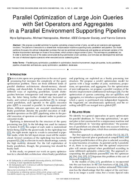 Pdf Parallel Optimization Of Large Join Queries With Set Operators