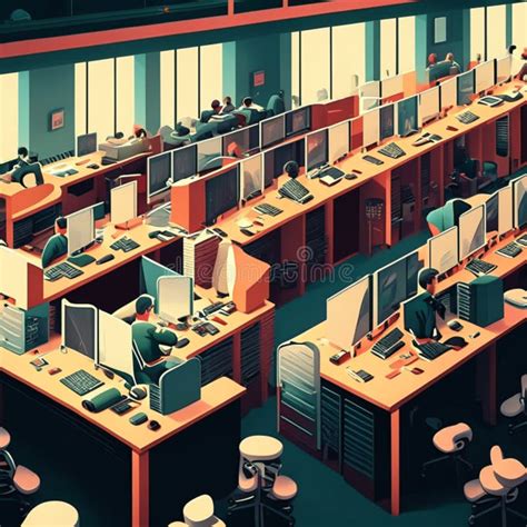 Computer Room In The Office 3d Rendering 3d Illustration Stock Illustration Illustration Of