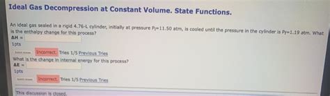 Ideal Gas Decompression At Constant Volume State