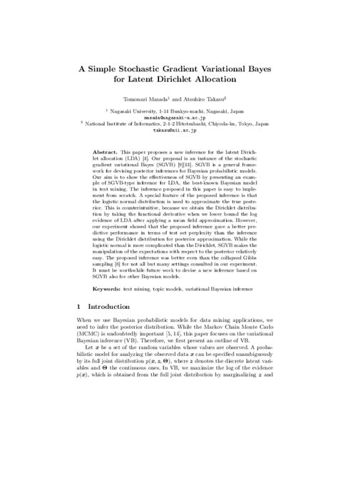 Pdf A Simple Stochastic Gradient Variational Bayes For Latent