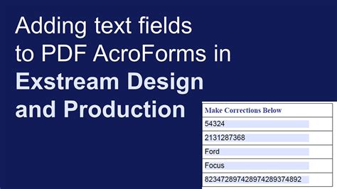 Adding Text Fields To Pdf Acroforms In Exstream Design And Production
