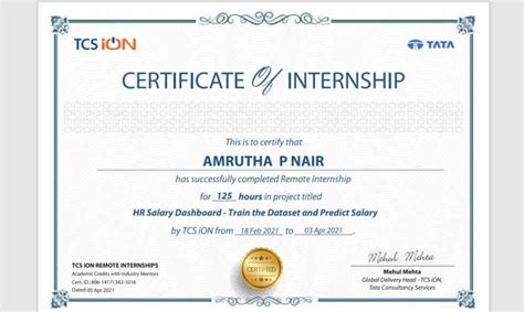 Tcsremoteinternship Internship Tcsion Ictacademykerala Amrutha P