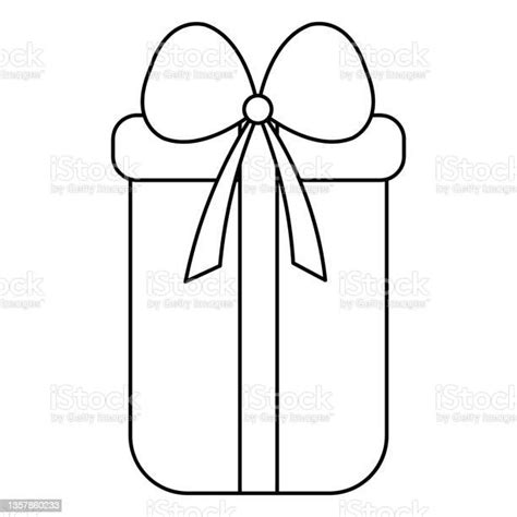 선물 스케치 깜짝 상자는 활로 묶여 있습니다 벡터 그림입니다 격리된 배경입니다 아이들을위한 색칠 공부책 낙서 스타일 길쭉한 직사각형 상자 구매에 대한 스톡 벡터 아트 및
