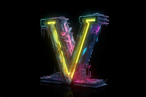 Premium Photo Letter Y Cyberpunk Light Colors