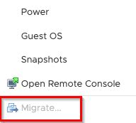 Migrate Option Greyed Out For VM VCloudInfo