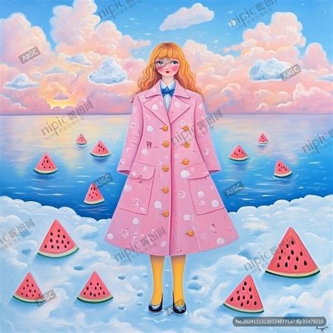 Ai创作图原创草莓妹插画 梦境爱丽丝环游大海 粉红色的奇幻超现实主义 超现实主义画作 女孩插画封面插画 梦幻人物创意插画 粉红色的超现实世界 超现实画作 超现实主义油画 梦幻女孩插画 粉色想象