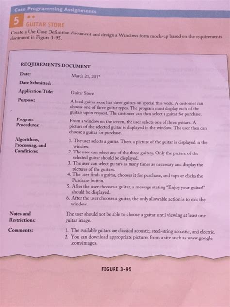 Create A Use Case Definition Document And Design A