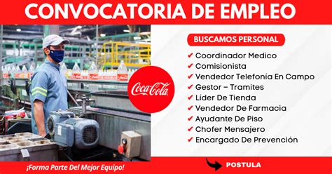 2coca Cola Solicita Personal Para Cubrir Diferentes Plazas De