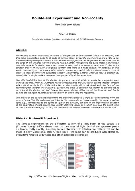 pdf double slit experiment and non locality new interpretations