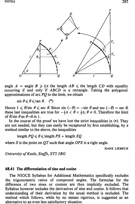 68 41 The Differentiation Of Sine And Cosine The Mathematical Gazette Cambridge Core