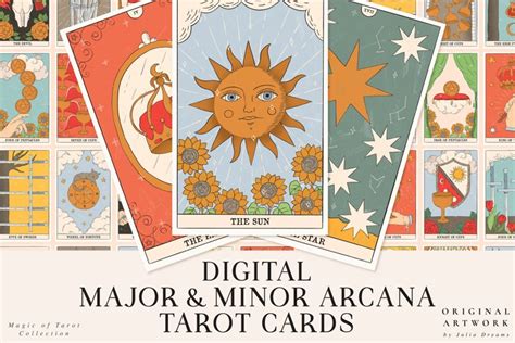 Digital Major Minor Arcana Tarot Cards Deck Printable Art