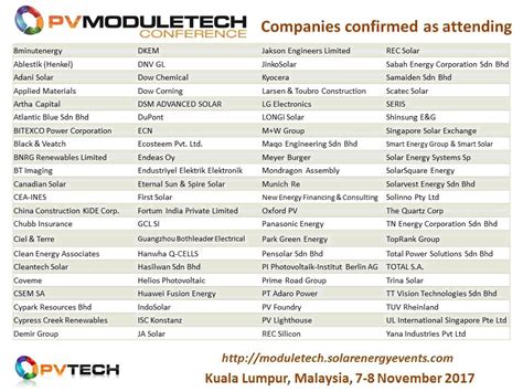 Pv Moduletech 2017 Companies Attending And Why They Define Quality Module Supply Pv Tech