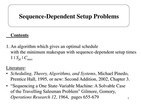 Ppt Sequence Dependent Setup Problems Powerpoint Presentation Free