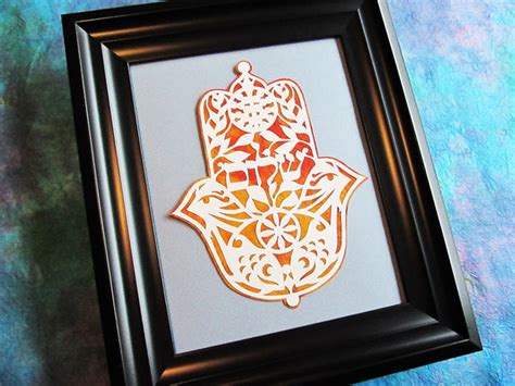 Shalom Hamsa Jewish Paper Cut Art Hebrica Judaic Art