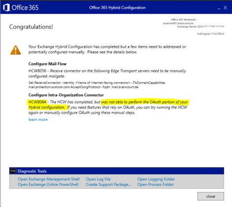 hcw8064 hcw has completed but was not able to perform the oauth error when running hybrid