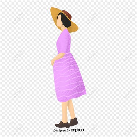 보라색 일러스트 긴 치마 소녀 만화 여자 아이 옆모습 Png 일러스트 무료 다운로드 Lovepik