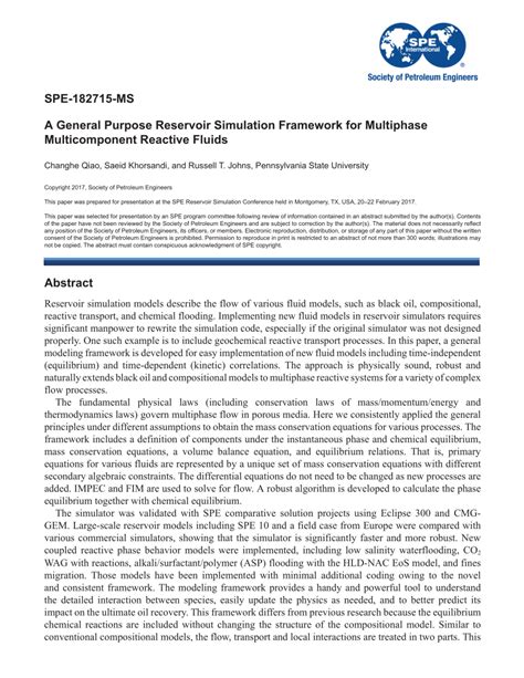 Pdf A General Purpose Reservoir Simulation Framework For Multiphase Multicomponent Reactive Fluids