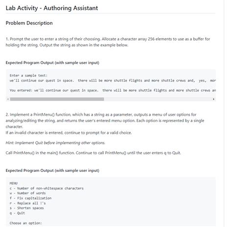 Solved Lab Activity Authoring Assistant Problem