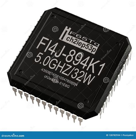 Integrated Circuit Of Digital Microprocessor In Computer Parts Isolated Stock Illustration