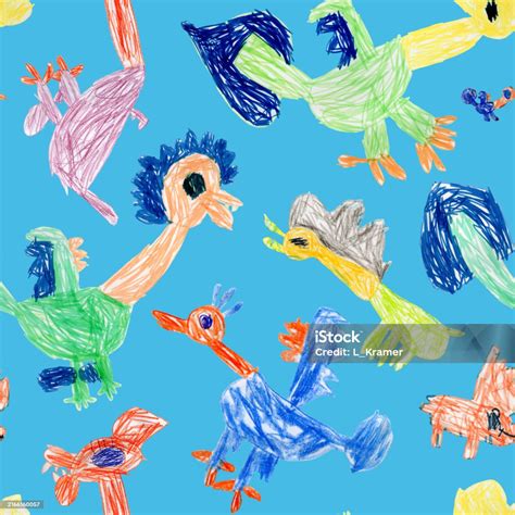 펠트 펜과 색연필로 그린 손 동화 속 용과 괴물의 스케치 파란색 배경에 완벽 한 패턴 0명에 대한 스톡 벡터 아트 및 기타 이미지 0명 가면 무도회 고립 색상