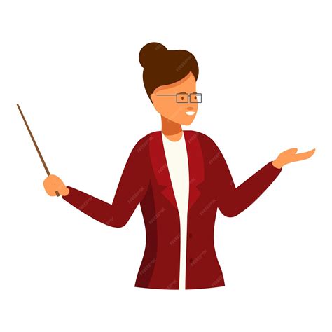 Premium Vector Smiling Teacher Holding Pointer Giving Lesson In Classroom