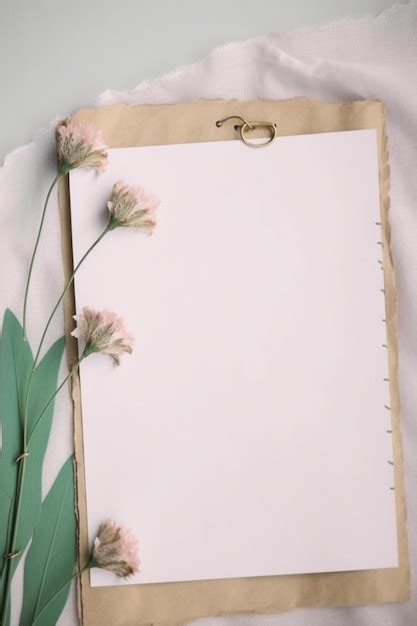 Premium Ai Image Blank Note With Small Flowers Around The Edges Paper