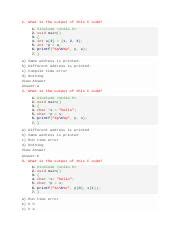 ARRAY MCQ SET 1 38 QUE Docx 1 What Is The Output Of This C Code 1