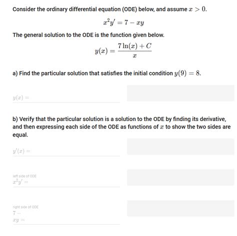 Solved Consider The Ordinary Differential Equation ODE Chegg