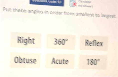 solved cookwork code un put these angles in order from smallest to