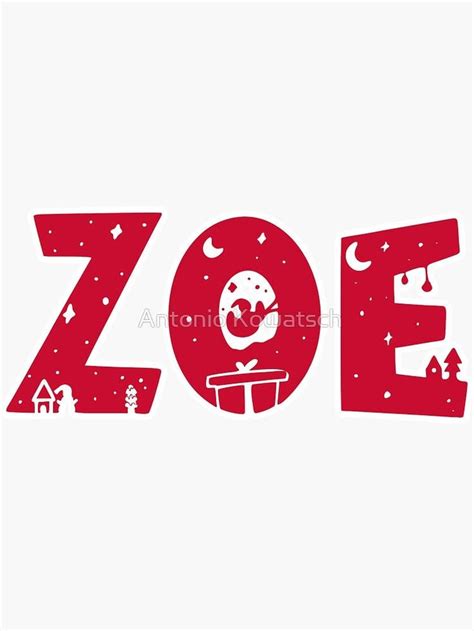 Zoe Christmas Nametag Zoe Xmas Name Label Sticker For Sale By Antonio K Xmas Sticker