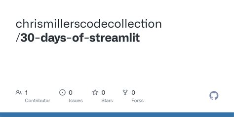 Github Chrismillerscodecollection Days Of Streamlit