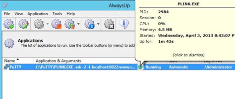 Start Plink Ssh Tunnel On Windows Start Windows Resource Kit And Alwaysup Start Windows