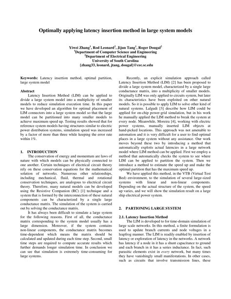 Pdf Optimally Applying Latency Insertion Method In Large System Models