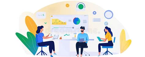 A Team Collaborates In A Modern Office Analyzing Data And Discussing