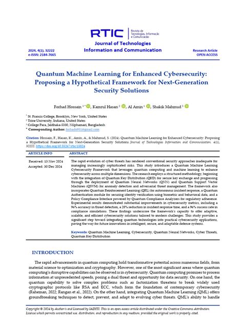 Quantum Machine Learning For Enhanced Cybersecurity Proposing A Hypothetical Framework For 15824