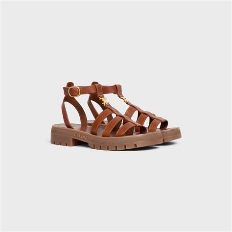 Celine Clea Triomphe Gladiator Sandal In Calfskin Vegetal Tanning